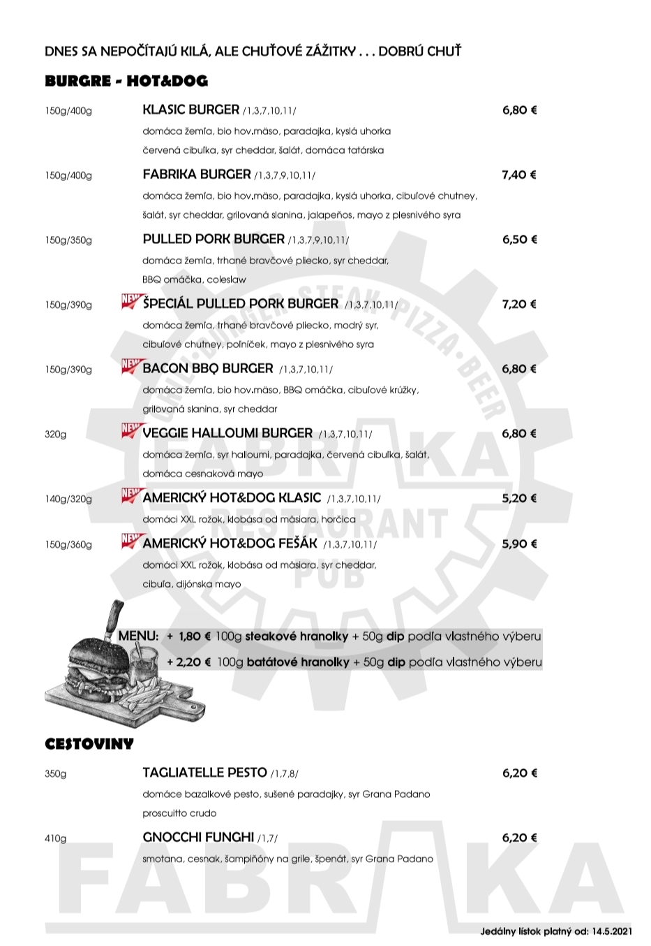 Fabrika - Pub - Reštaurácie - Denné menu - Rimava.sk